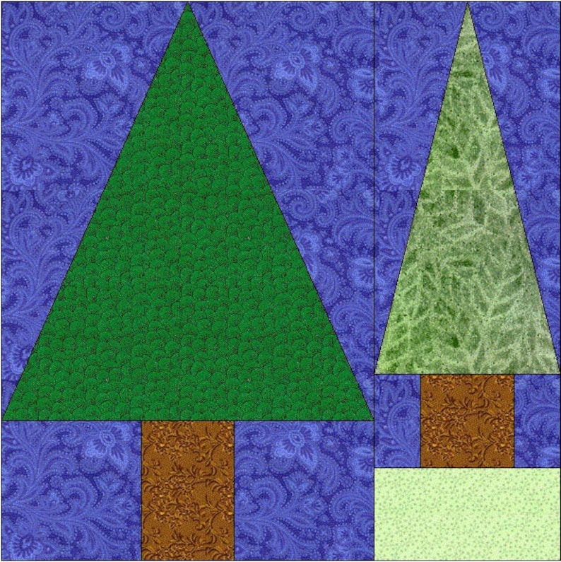 Pine Tree Paper Pieced Quilt Block Pattern by Curlicue | Etsy