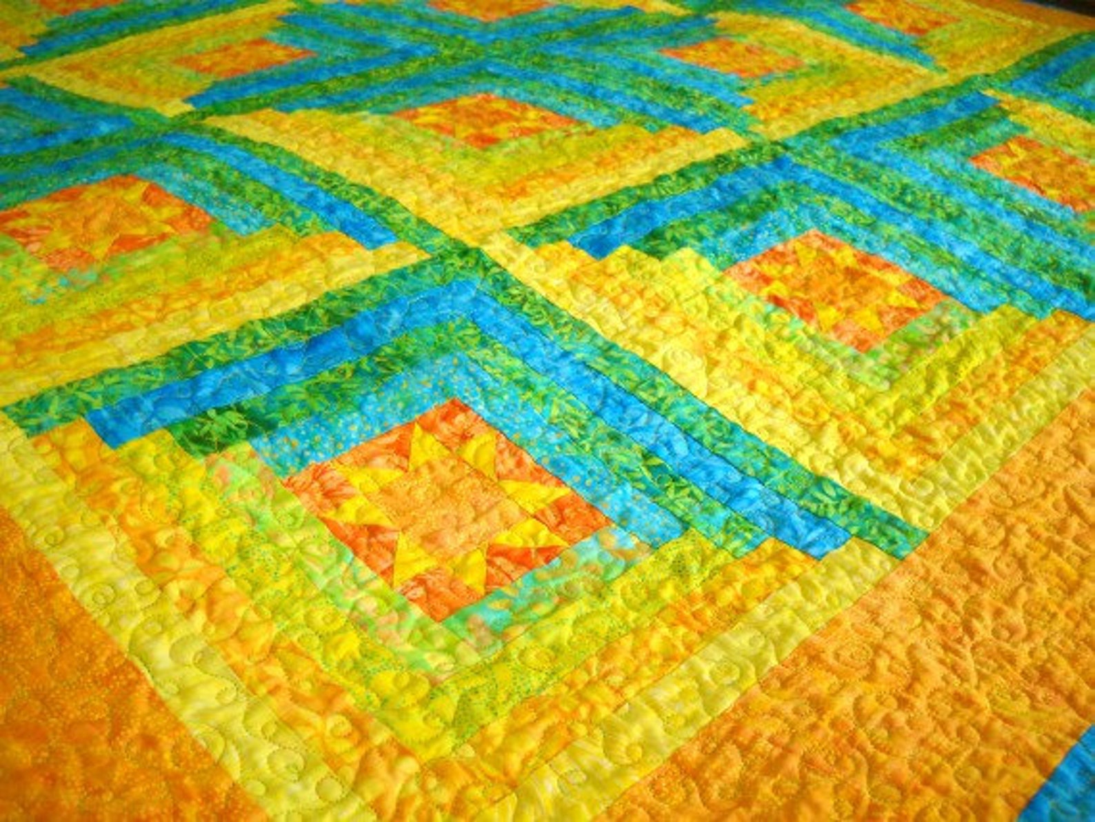 Log Cabin Under the Stars Quilt Pattern: Throw Size Sewing (PDF Pattern ...