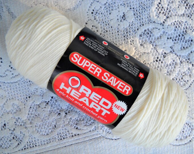 Red Heart Super Saver Yarn, Aran, 8 Oz Worsted Weight Yarn, Cream Color ...