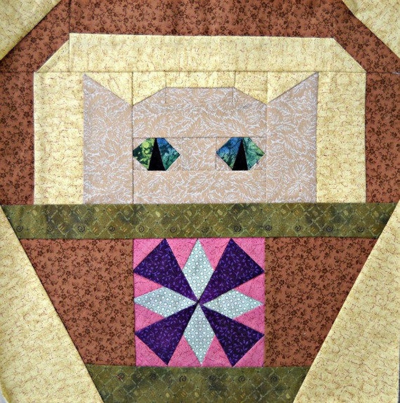 Windmill Cat Paper Pieced Quilt Block Pattern by Curlicue - Etsy