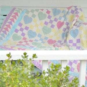 Sherbet Hearts PDF Download Quilt Pattern by Curlicue Creations Throw ...