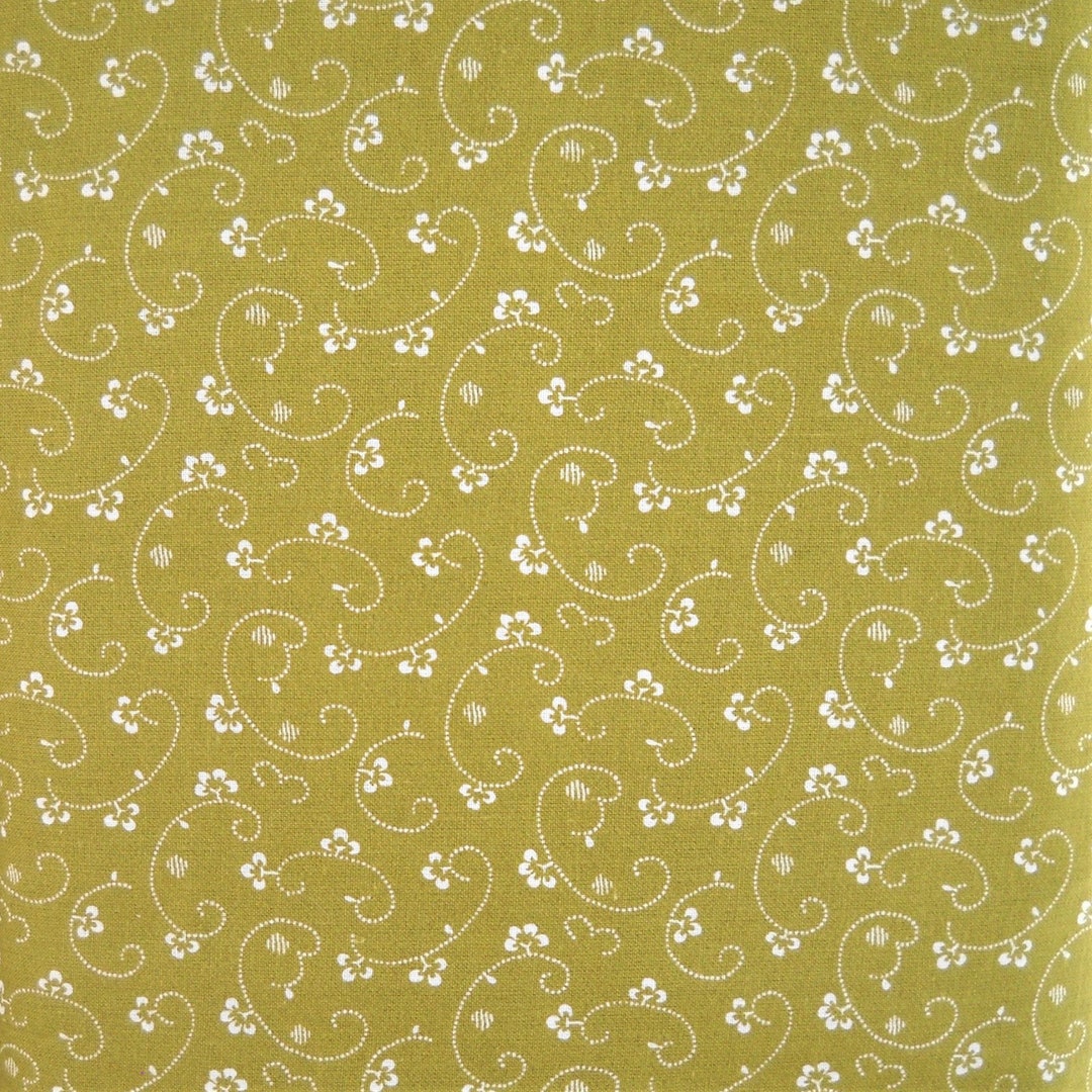 Green Curly Flower Quilt Fabric, 100 Percent Cotton, Fabric by the Yard ...