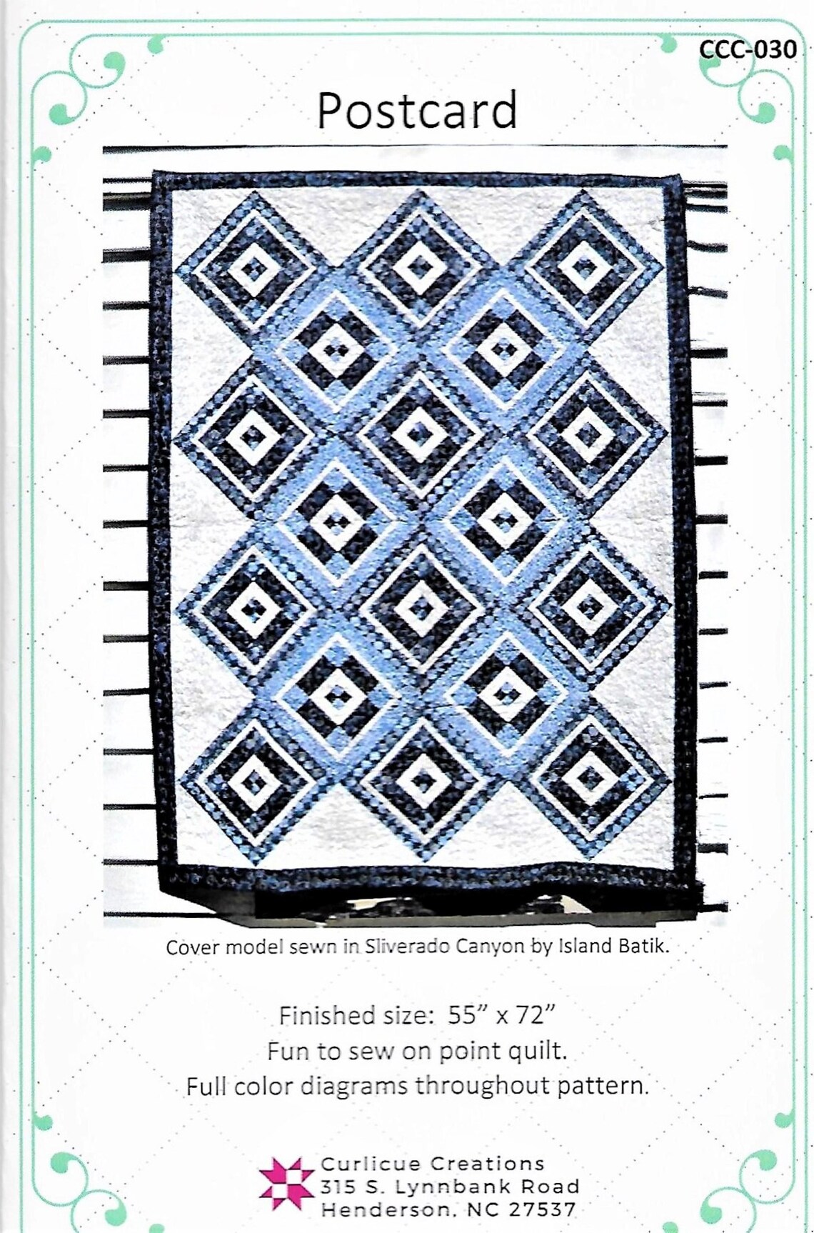 Postcard PDF Download Quilt Pattern Curlicue Creations - Etsy