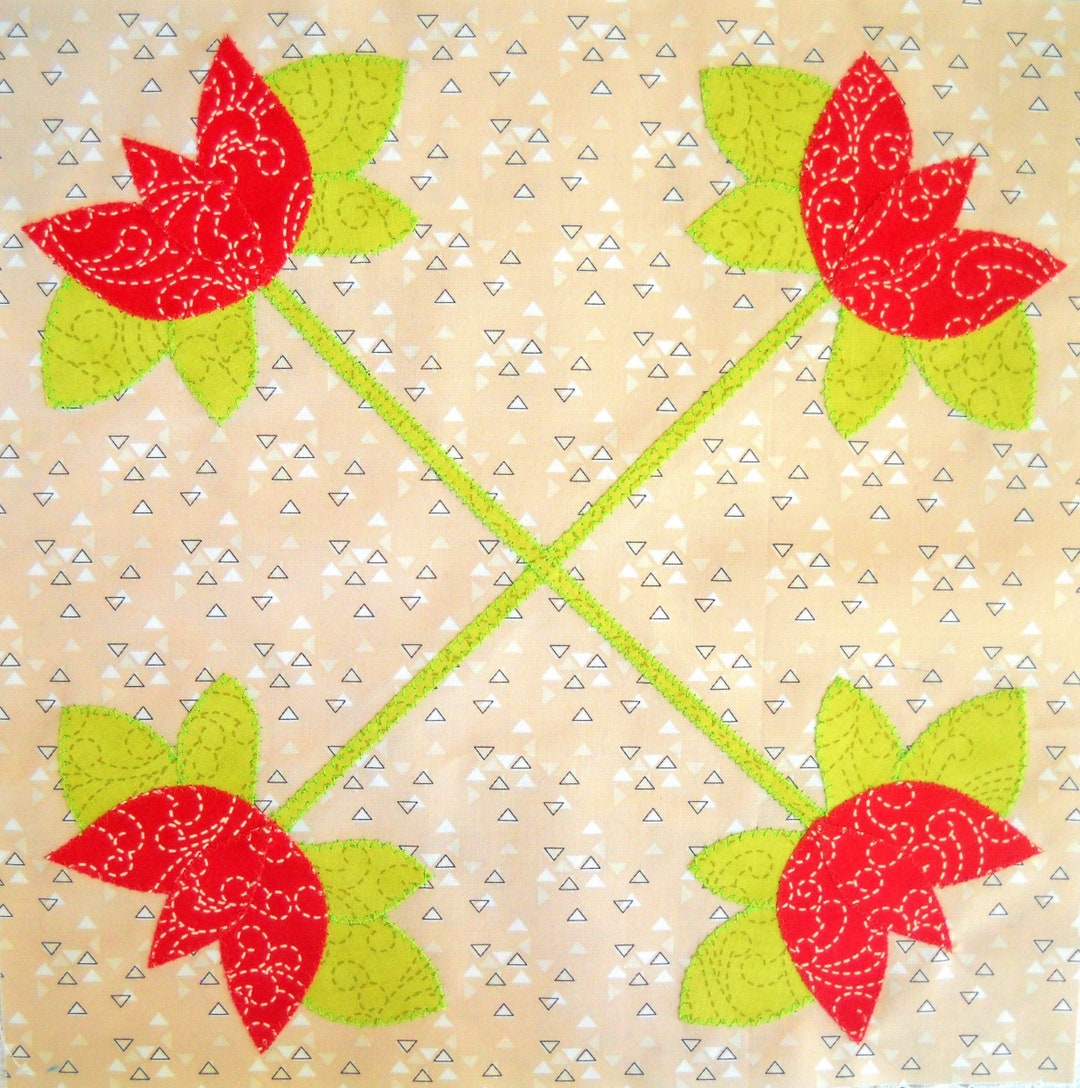 Peace Applique Quilt Block Pattern by Curlicue Creations Floral ...