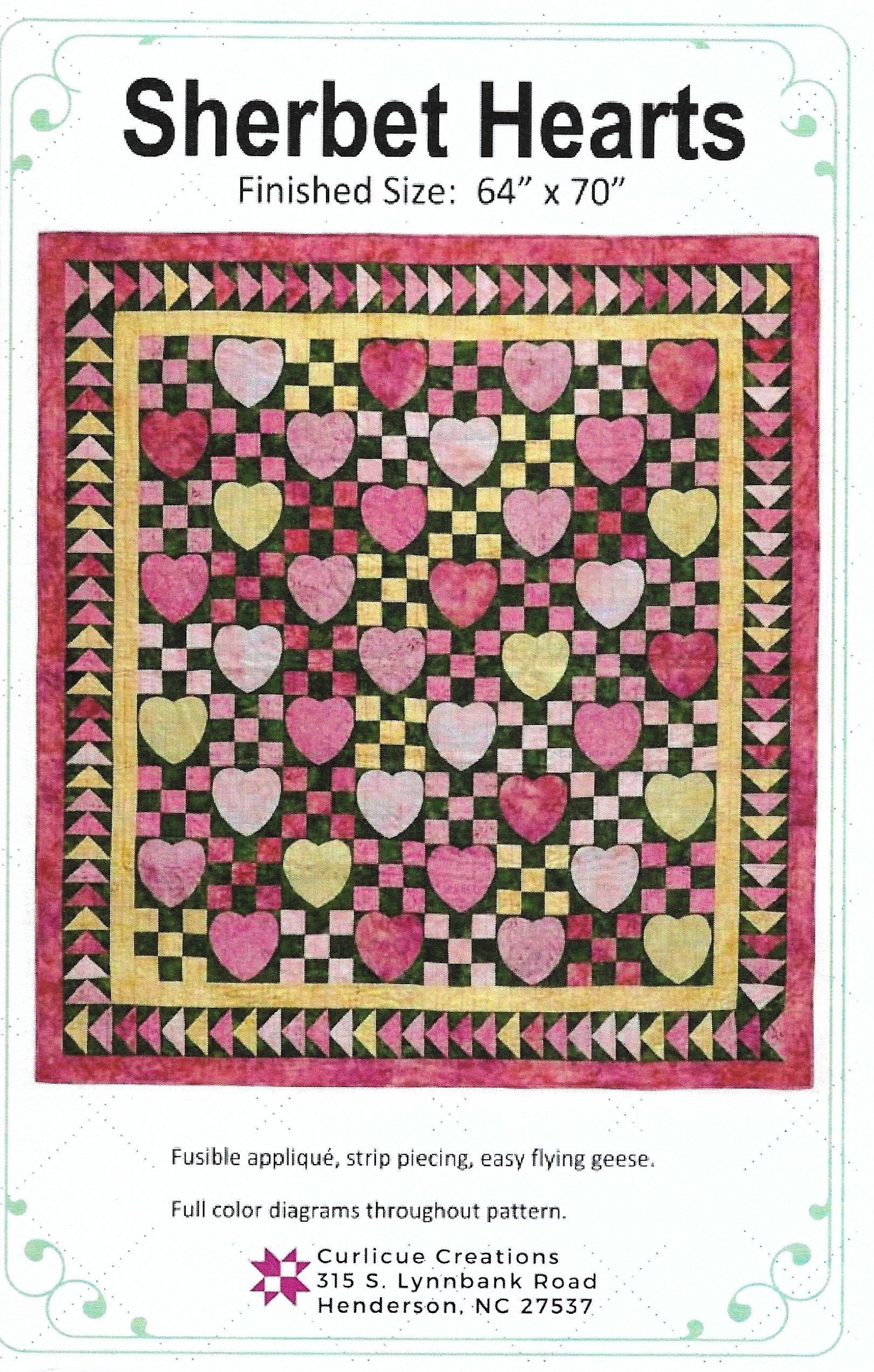 Sherbet Hearts Quilt Pattern Pink Lemonade Version by Curlicue - Etsy