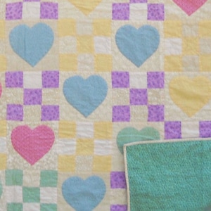 Sherbet Hearts PDF Download Quilt Pattern by Curlicue Creations Throw ...