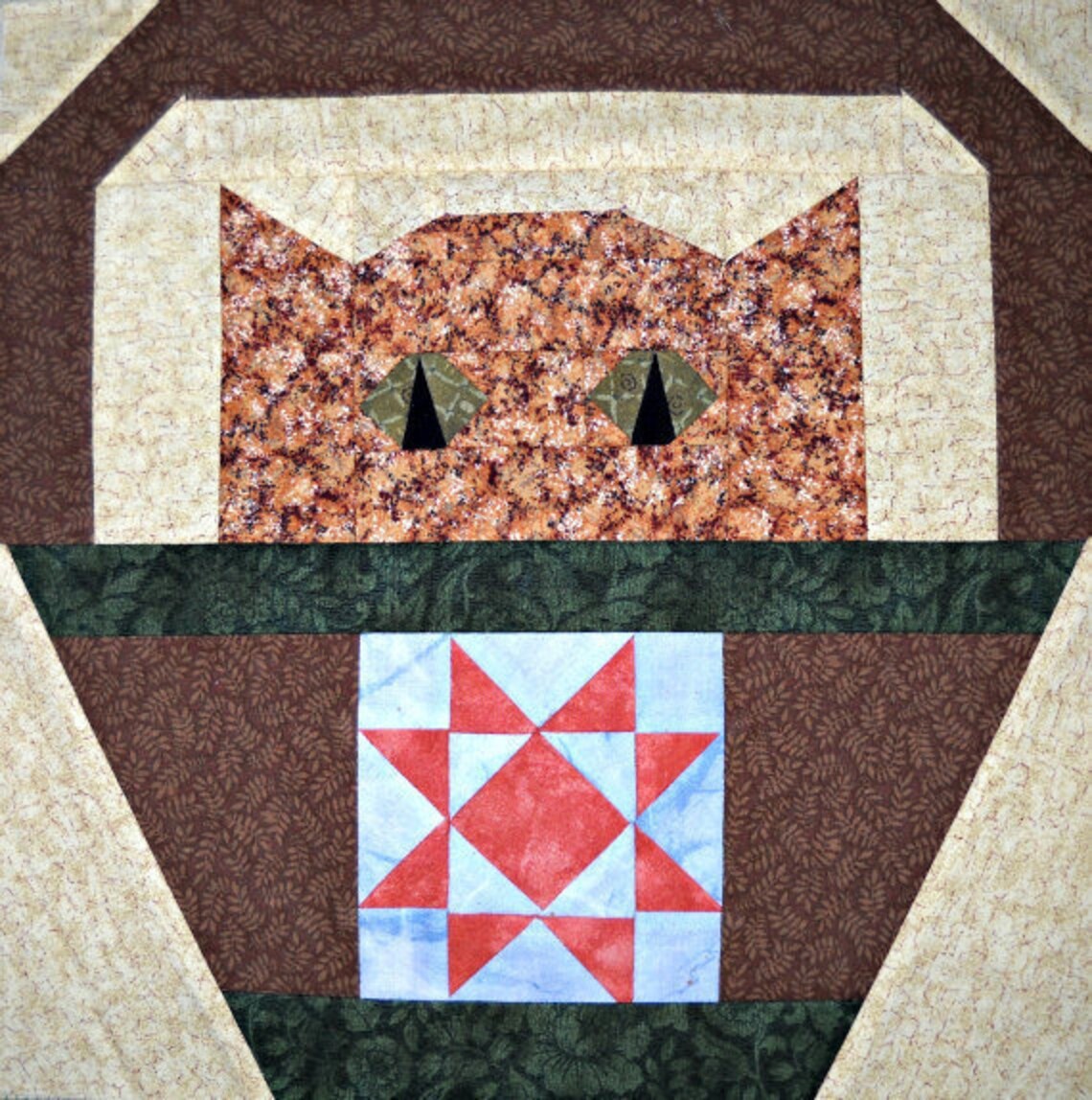 Star Cat Paper Pieced Quilt Block Pattern by Curlicue - Etsy