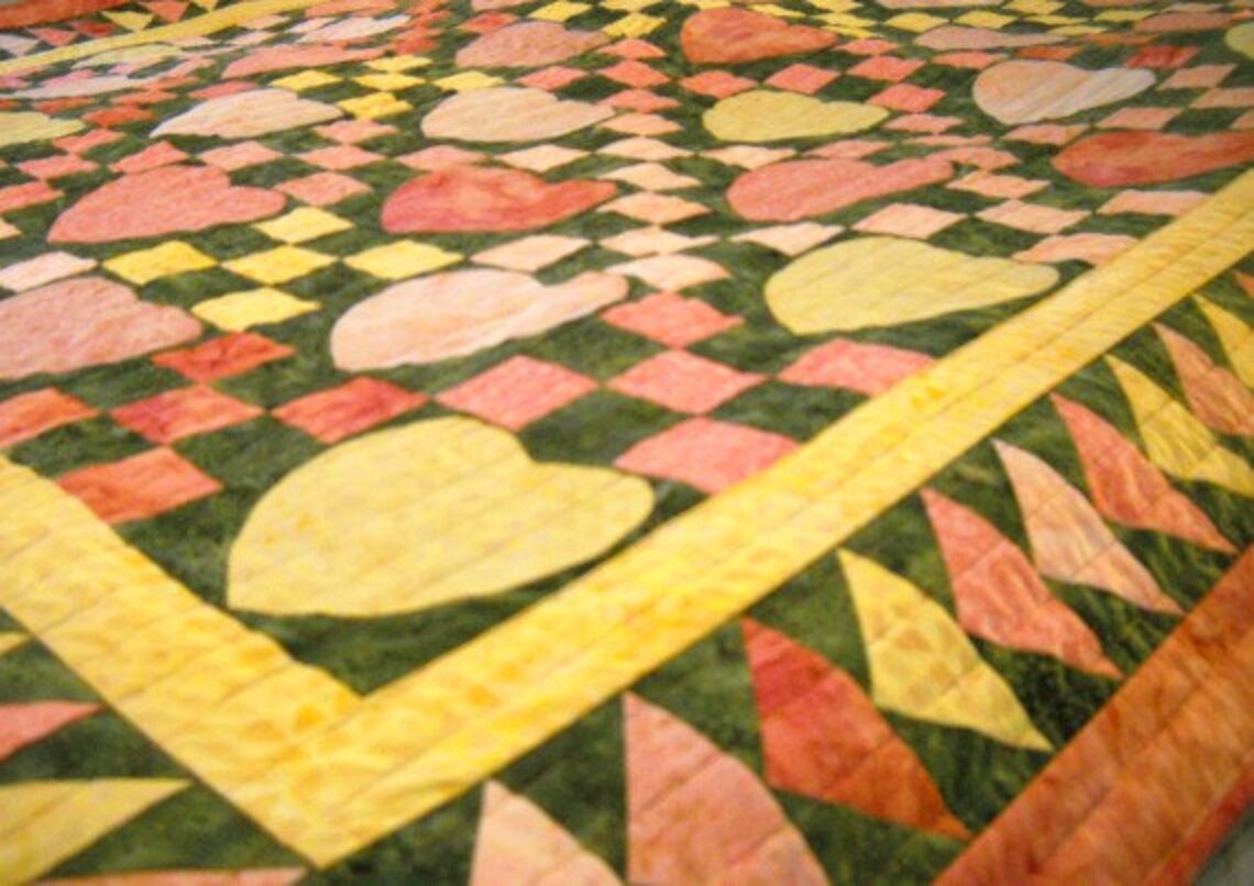 Sherbet Hearts Quilt Pattern Pink Lemonade Version by Curlicue - Etsy