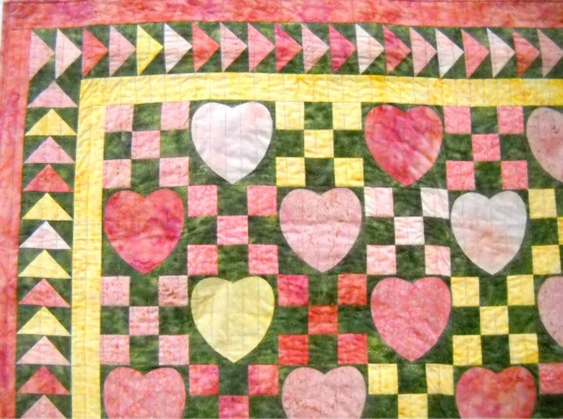 Sherbet Hearts Quilt Pattern Pink Lemonade Version by Curlicue - Etsy