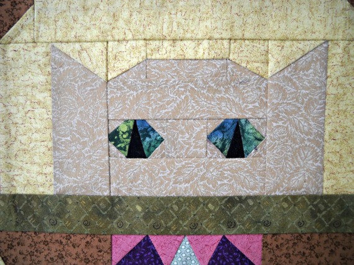Windmill Cat Paper Pieced Quilt Block Pattern by Curlicue - Etsy
