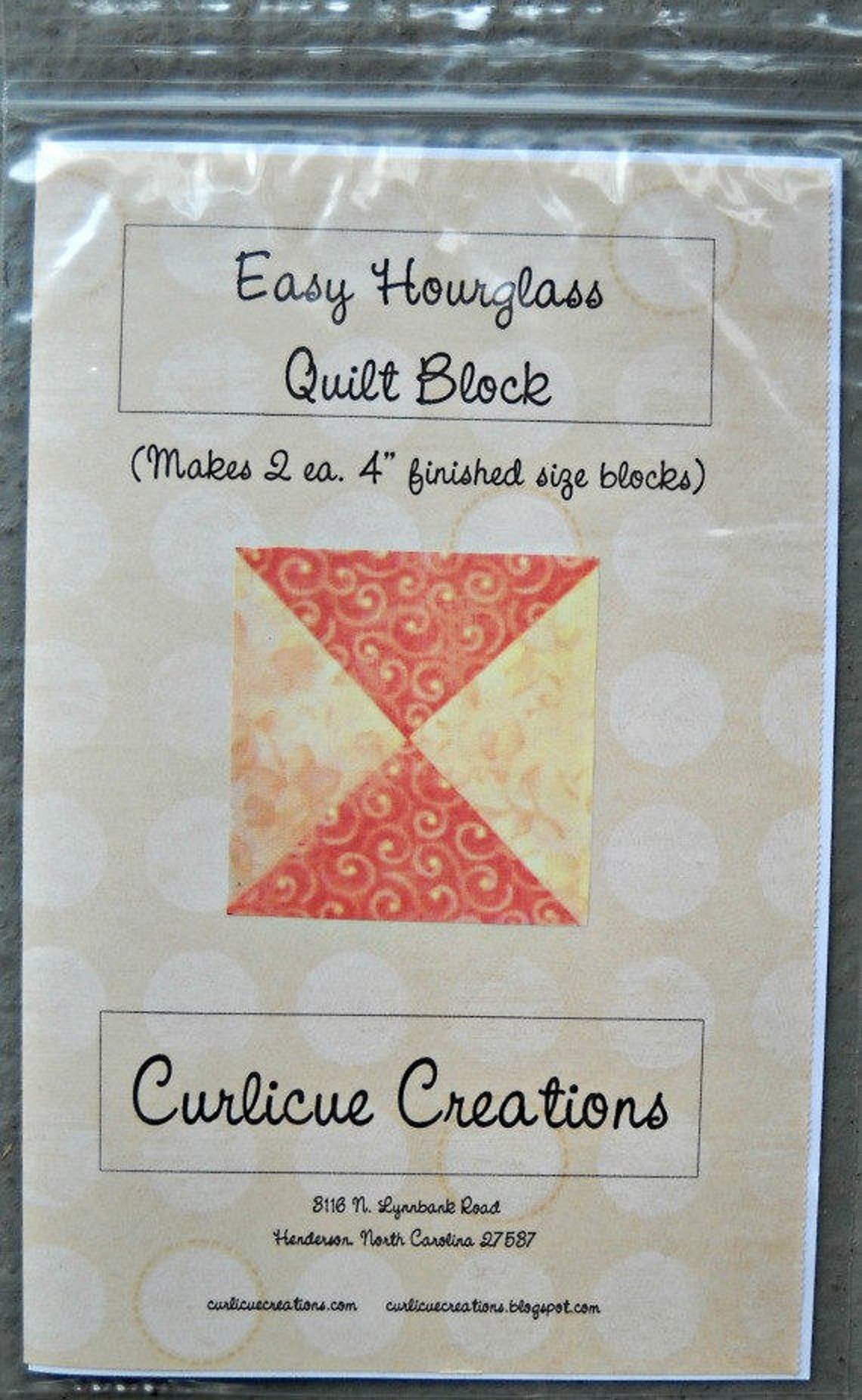 Easy Hourglass Quilt Block Pattern by Curlicue Creations, Patchwork ...