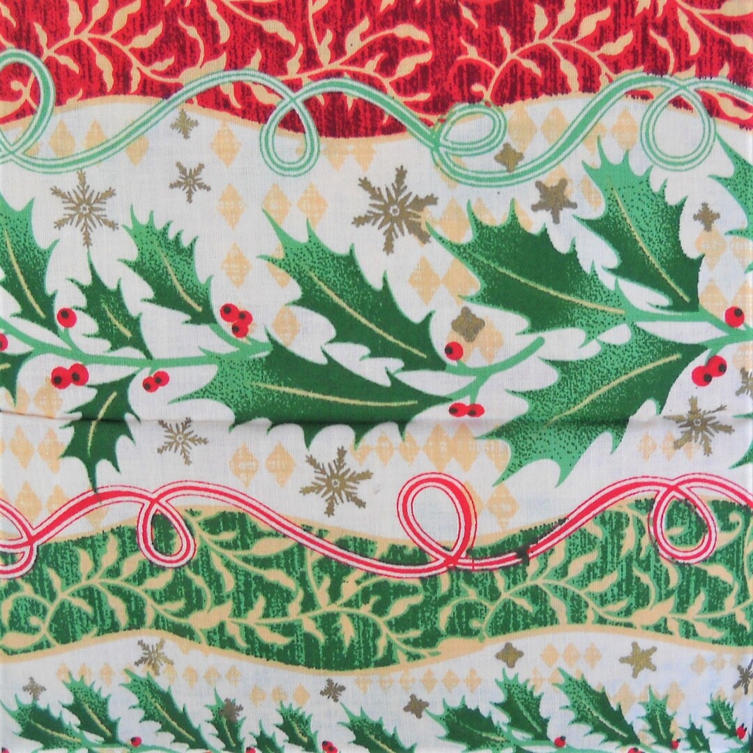 Holly Holiday Stripe Quilt Fabric: Christmas Cotton Sewing Material - Etsy