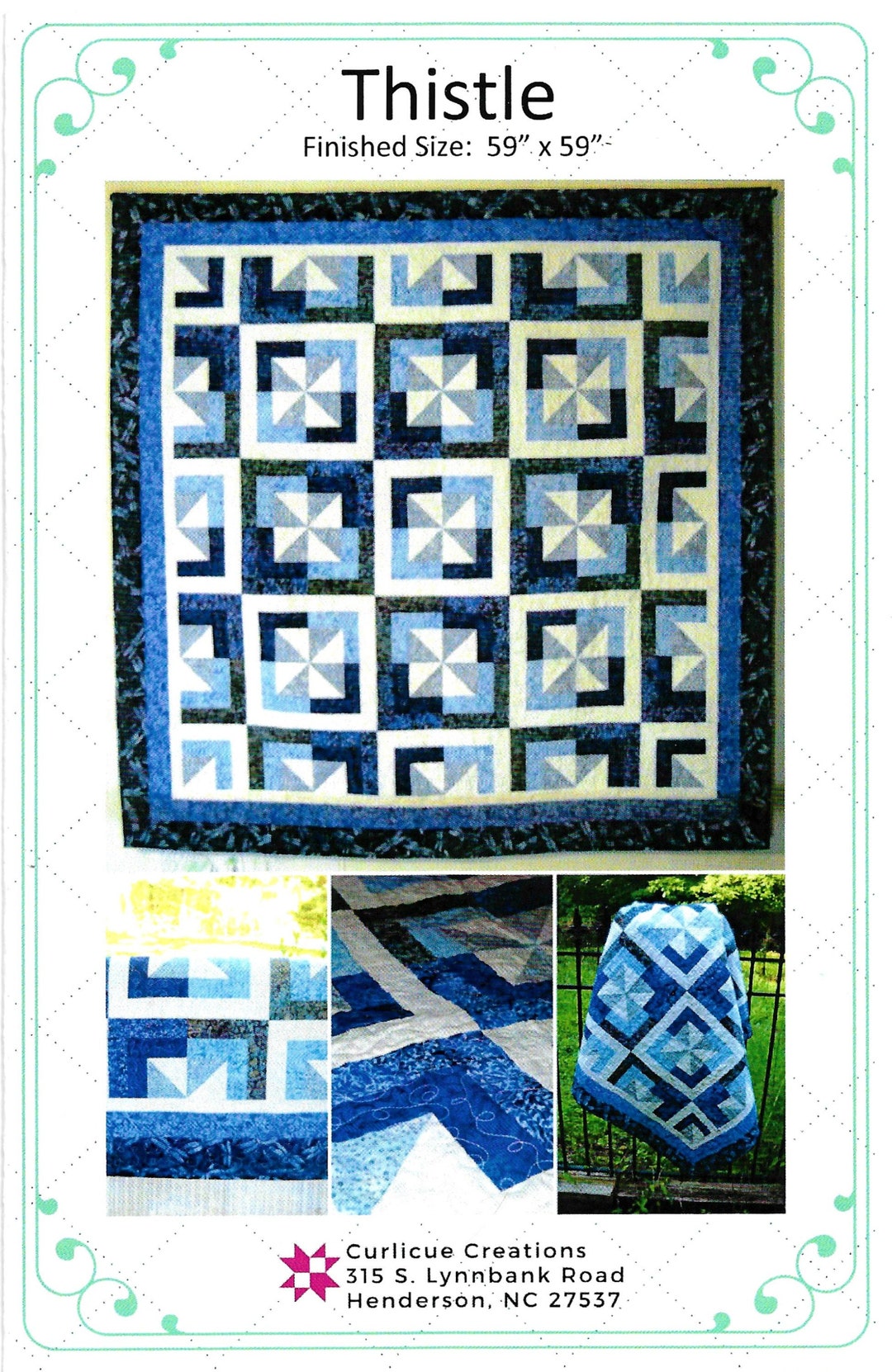 Thistle PDF Download Quilt Pattern Curlicue Creations Throw - Etsy