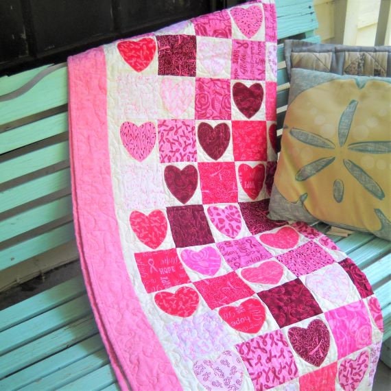 Heart Match PDF Download Quilt Pattern Pinktober Curlicue - Etsy