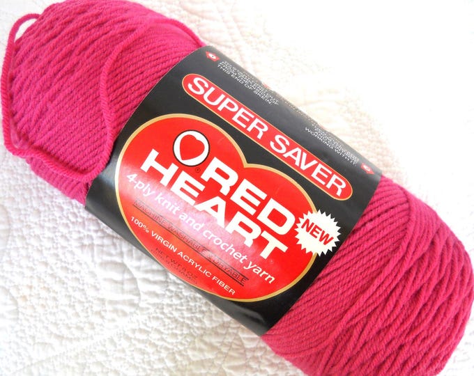 Red Heart Super Saver Yarn, Raspberry, 8 Oz Worsted Weight Yarn, Pink ...