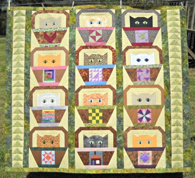 House Cat PDF Download Quilt Block Pattern Paper Pieced Quilt - Etsy