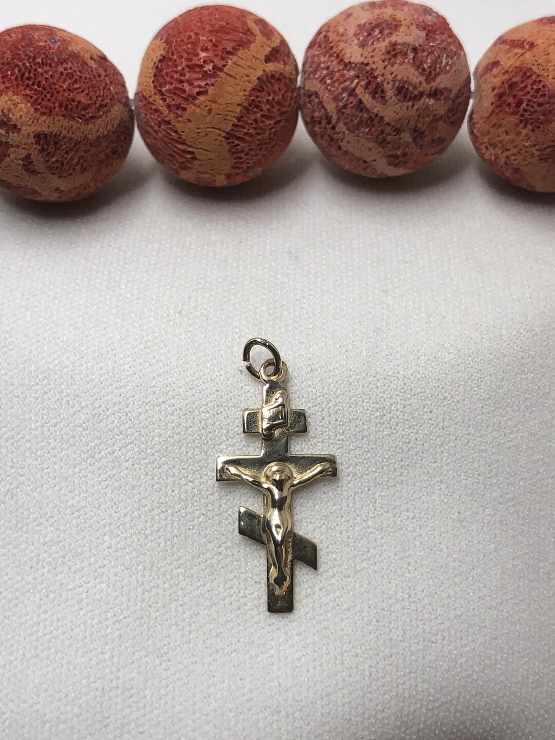 14k Yellow Gold Eastern Orthodox Crucifix Charm - Etsy