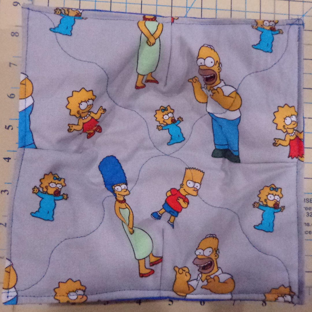 The Simpsons on Gray - Quilted Microwave Bowl Cozy - Etsy