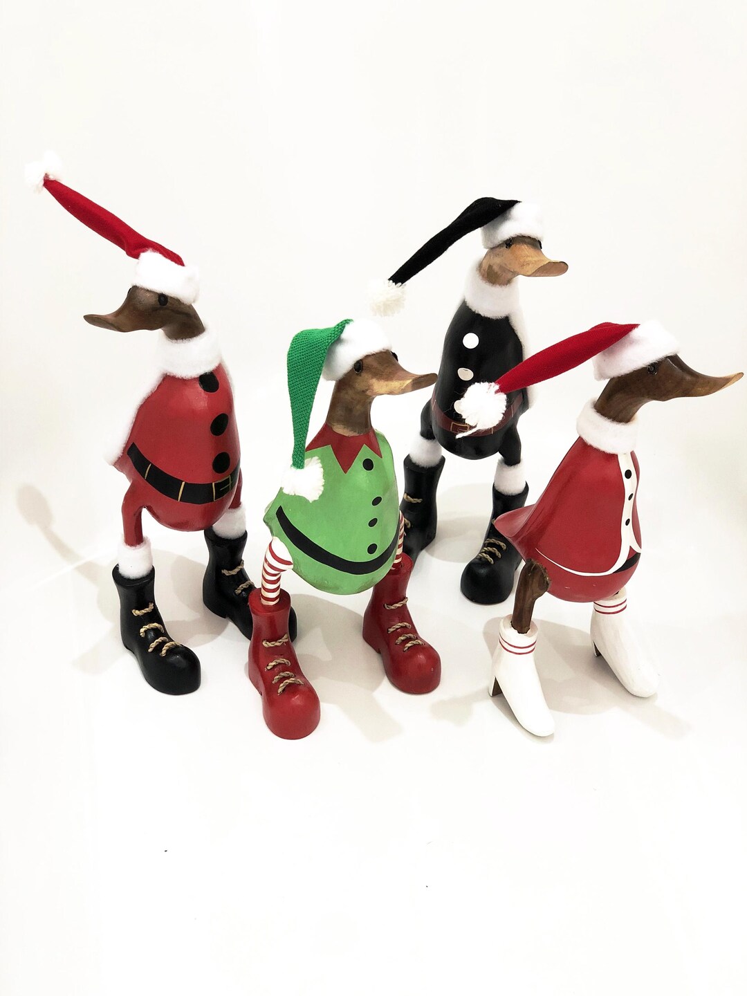 Wooden Christmas Duck 25cm Elf Santa Bamboo Duck - Etsy