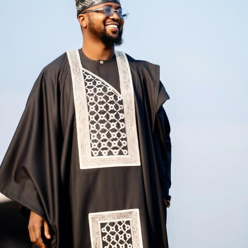 Black Agbada With Gold Embroidery - Etsy Canada