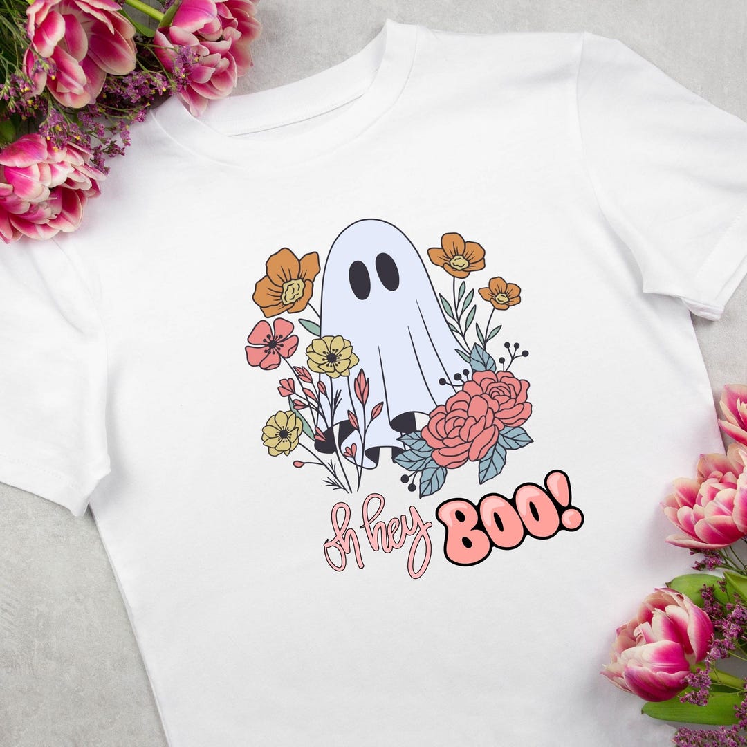 Oh Hey Boo Cute Ghost Tee, Halloween Flower Shirt, Unisex T-shirt ...