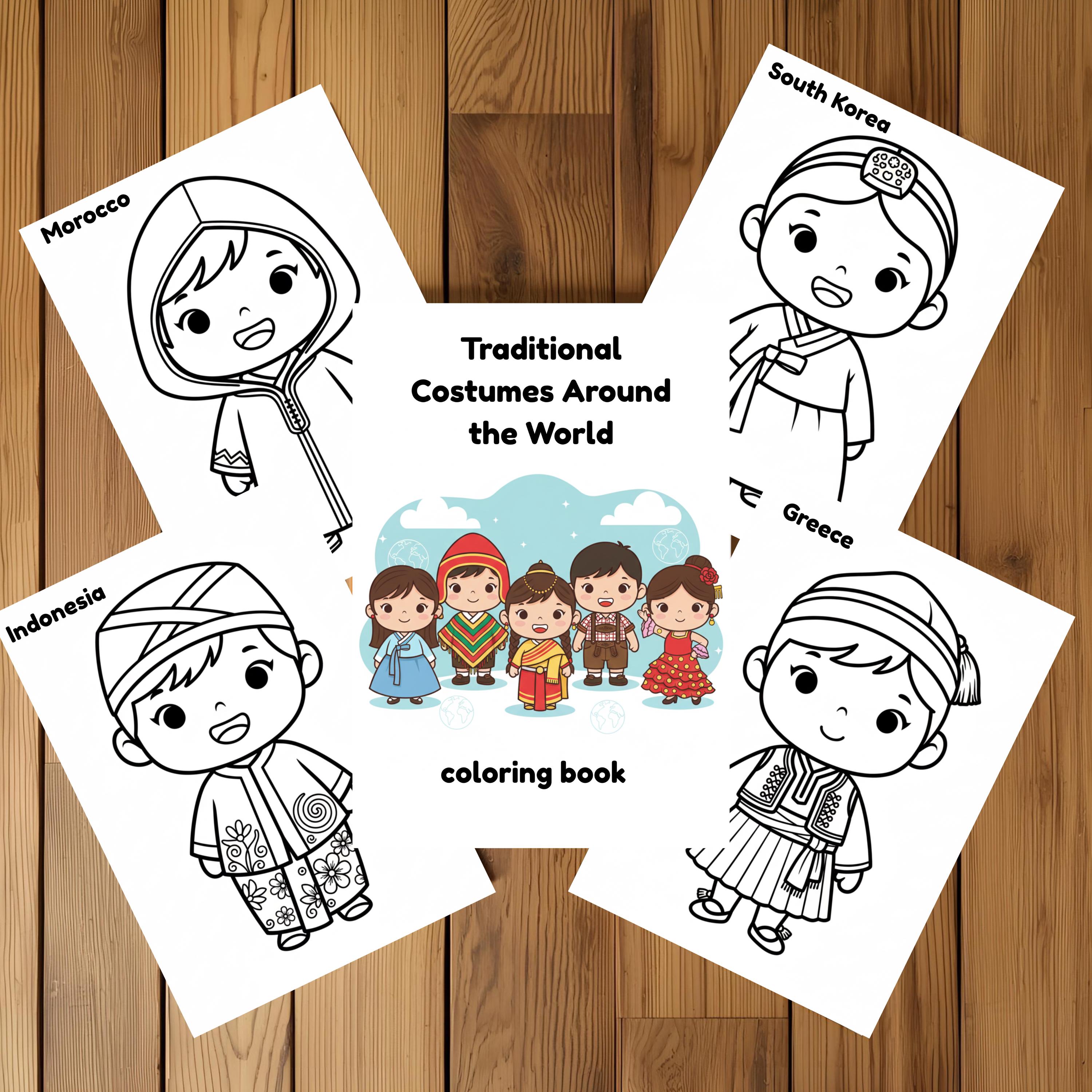 Children World Traditional Costumes Educational Coloring Book for ...