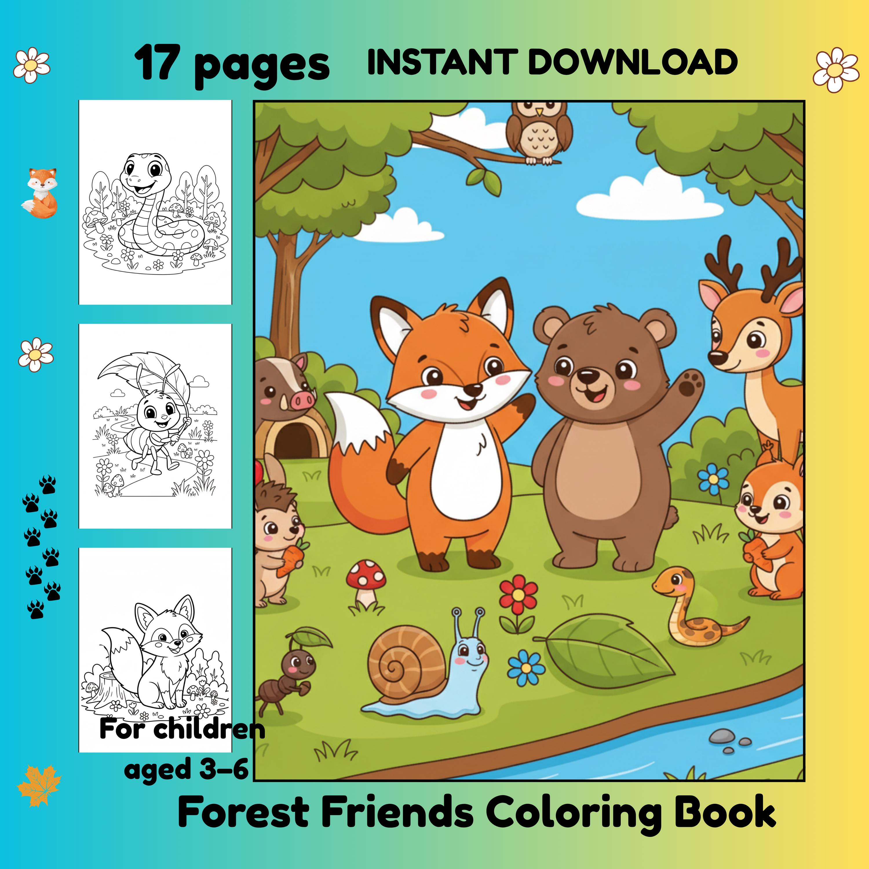 Forest Friends Coloring Book – Printable Woodland Animals Pages for ...