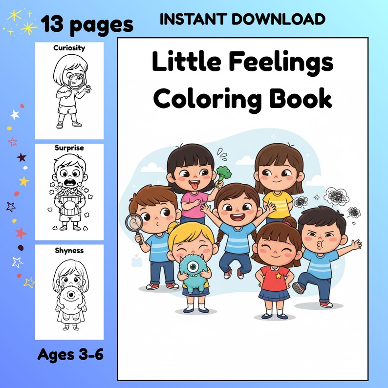 Little Feelings Coloring Book for Kids Emotions Learning Printable A4 ...