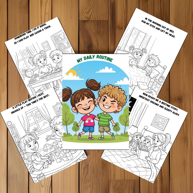 Kids Daily Routine Coloring Book | Rhyming Printable | A4 10 Pages - Etsy