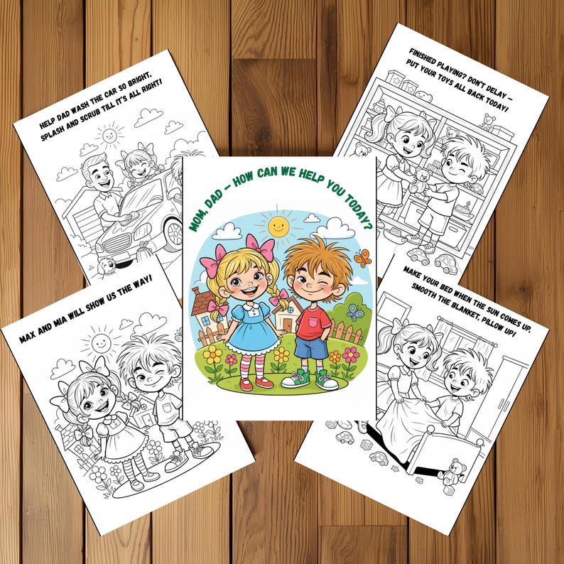 Kids Chores Coloring Book Printable for Preschool A4 - Etsy