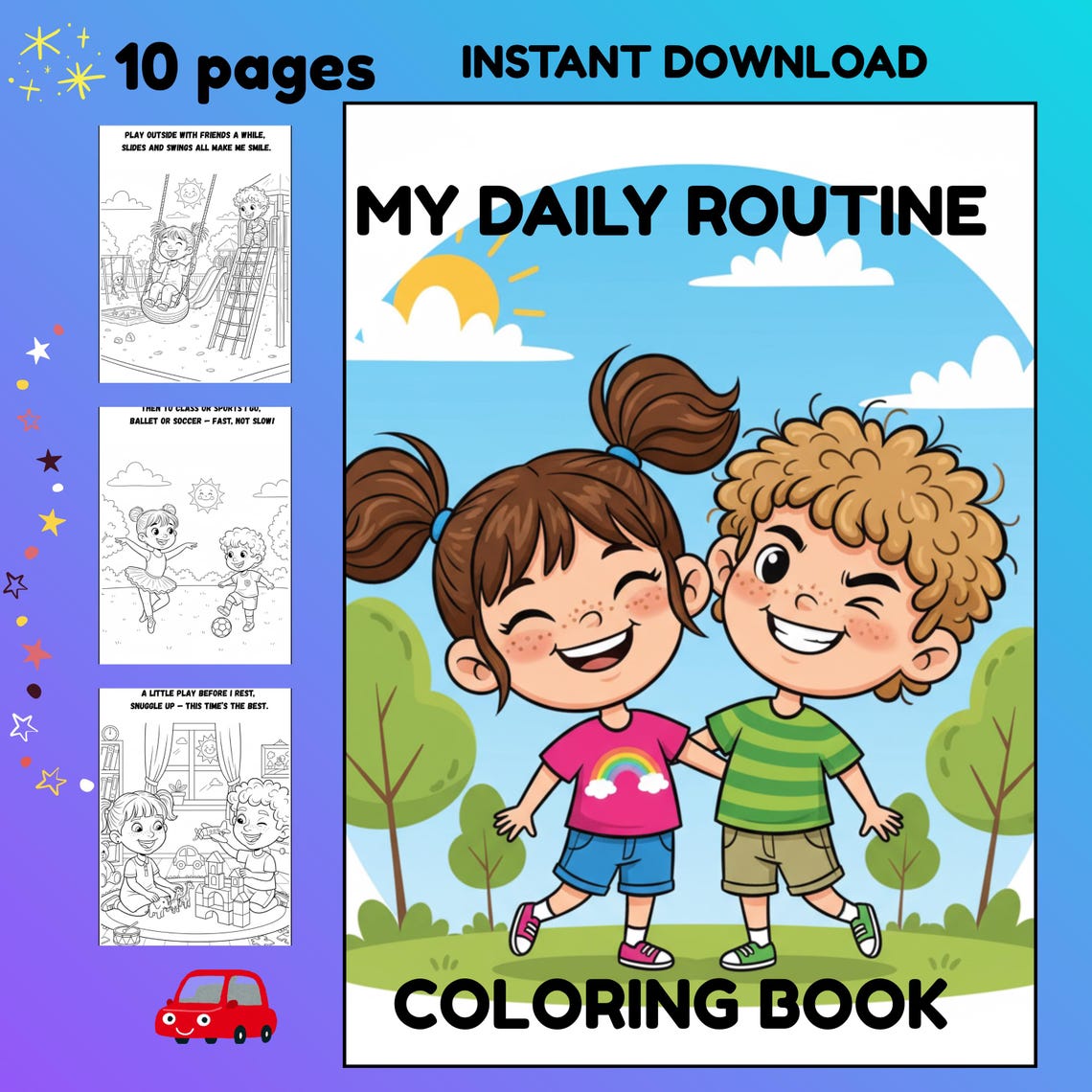 Kids Daily Routine Coloring Book | Rhyming Printable | A4 10 Pages - Etsy