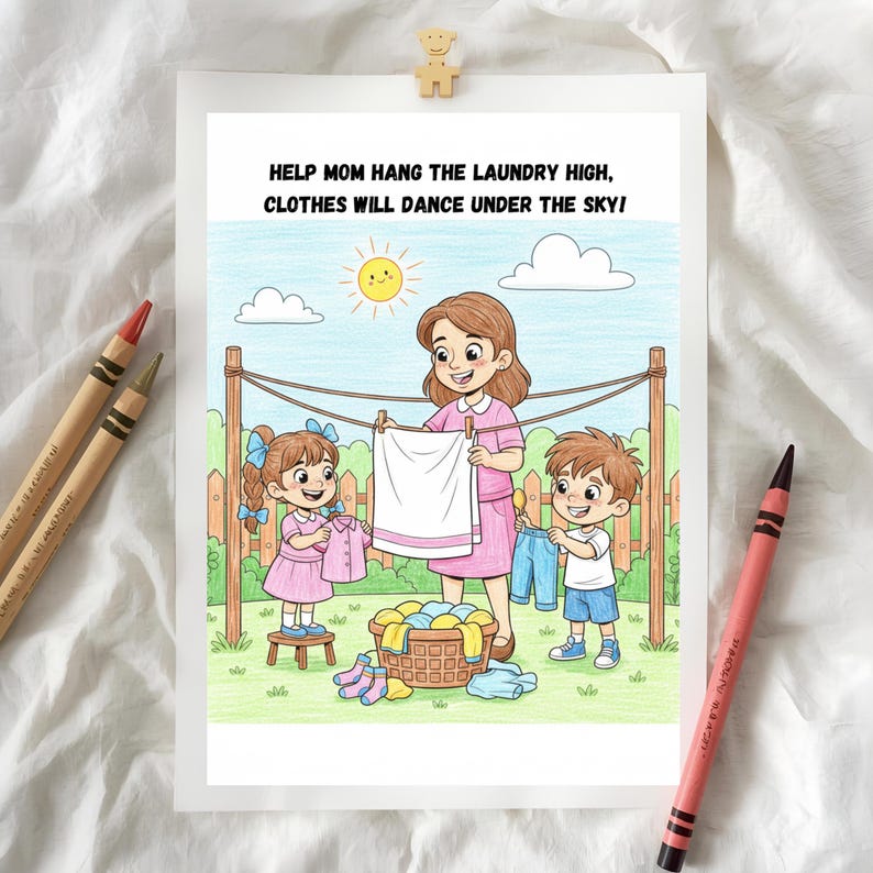 Kids Chores Coloring Book Printable for Preschool A4 - Etsy