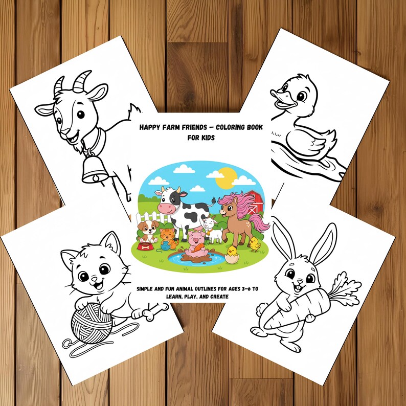 Printable Farm Animals Coloring Book | Instant Download | 10 A4 Pages ...