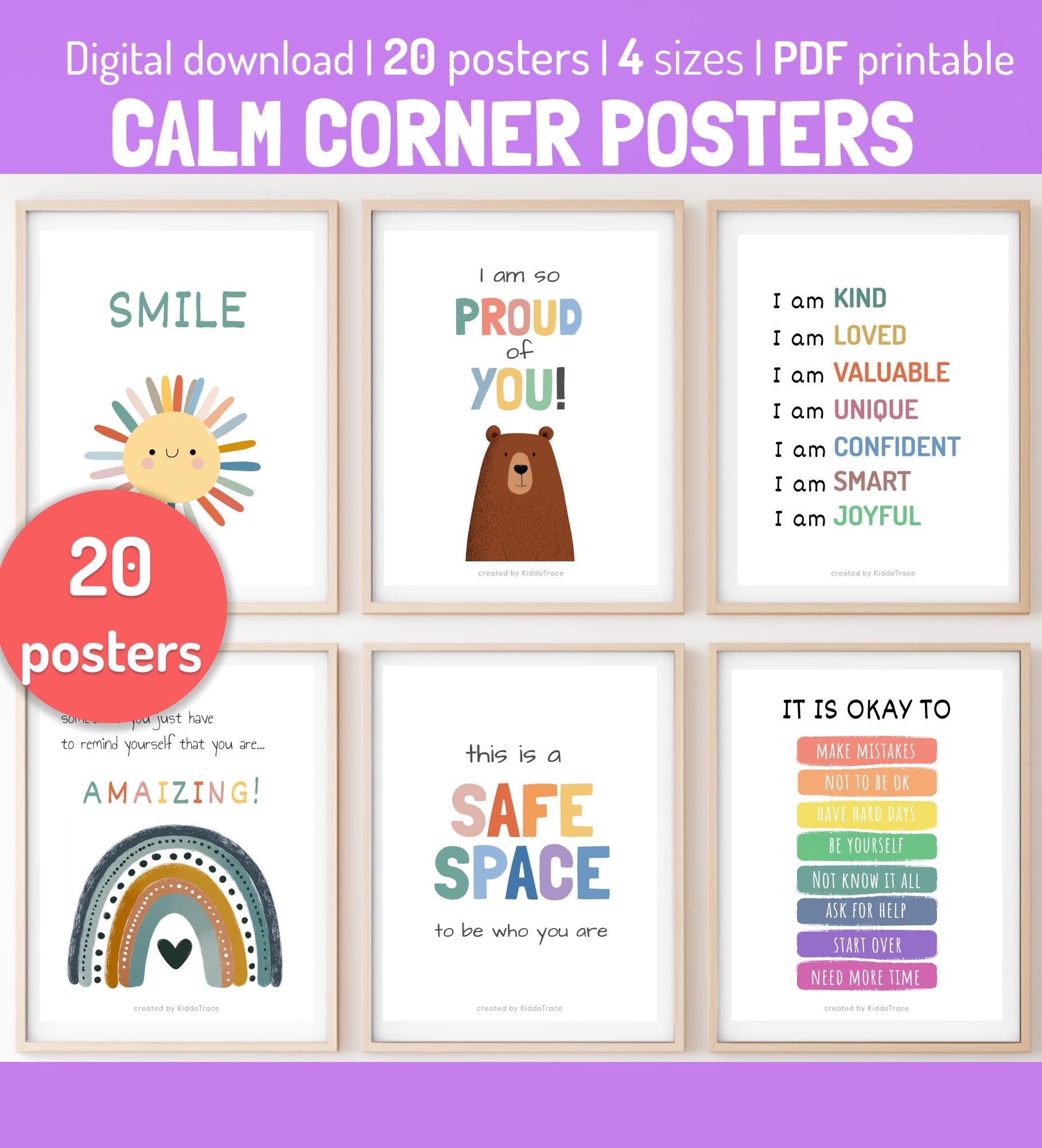 Calm Corner Posters Bundle, Classroom Decor, Emotional Wall Art ...