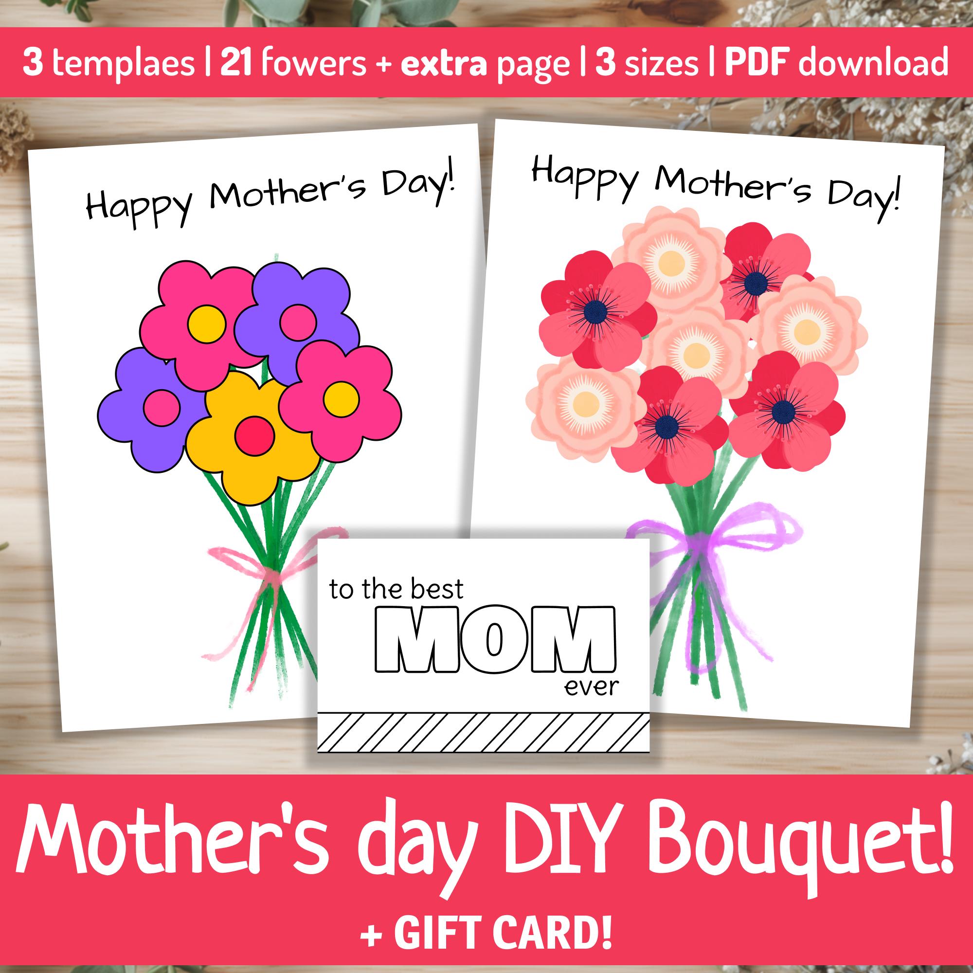 Mother’s Day Flower Bouquet Craft for Kids: Preschool DIY Bouquet, PDF ...