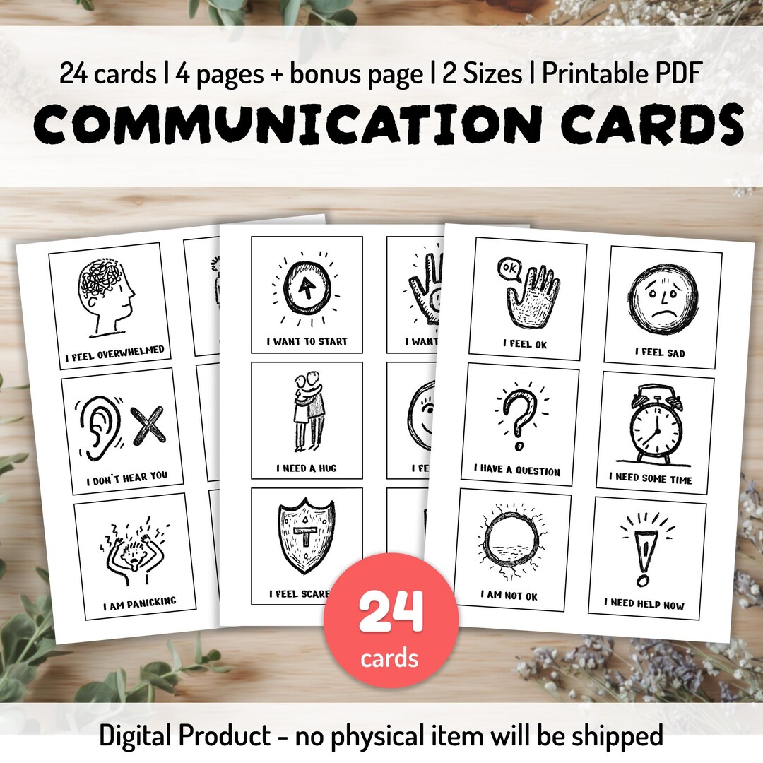 Communication Cards: Visual Support for Big Feelings, ADHD, Emotional ...