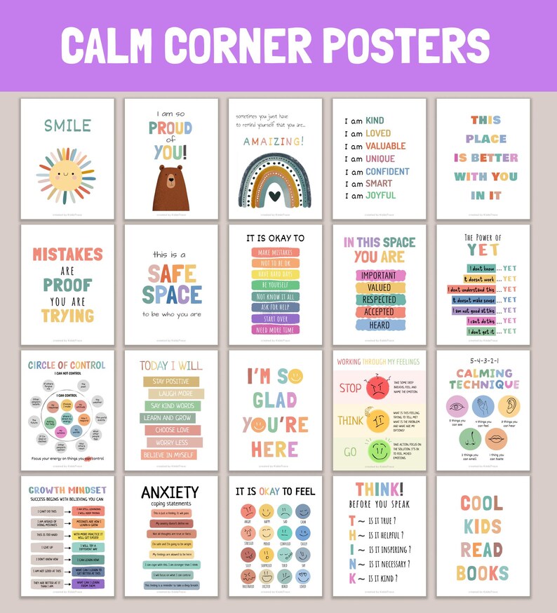 Calm Corner Posters Bundle, Classroom Decor, Emotional Wall Art ...