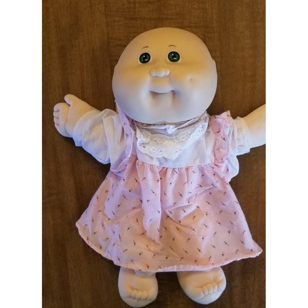 Cabbage Patch Kids Preemie Doll Bald Head Green Eyes Vintage 1 Dimple ...