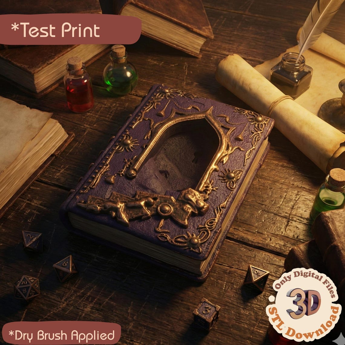Fantasy Book Nook STL File | Magic Portal Bookshelf Insert ...
