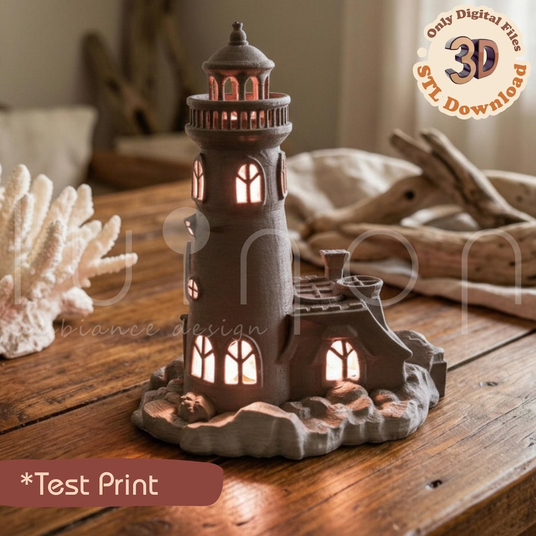 3D Printable Lighthouse Lamp STL File Support Free Whimsical Nautical ...