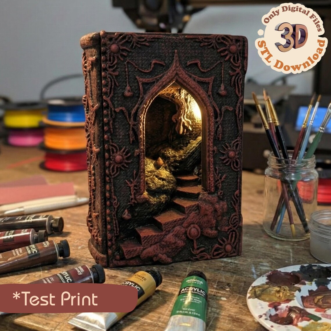 Fantasy Book Nook STL File | Magic Portal Bookshelf Insert ...