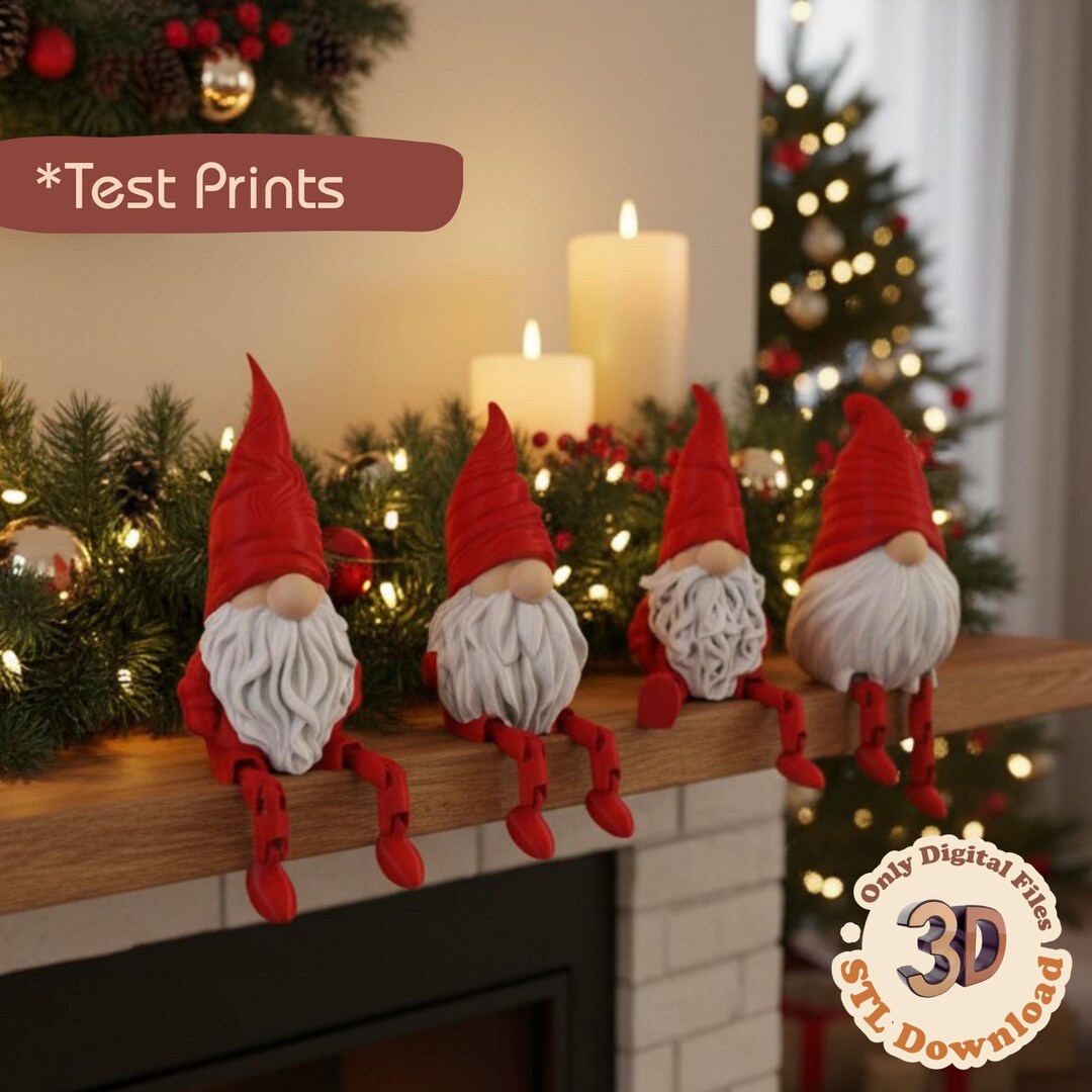 Unique Christmas Gnome Set – 8 STL Files | Shelf Sitter Holiday ...