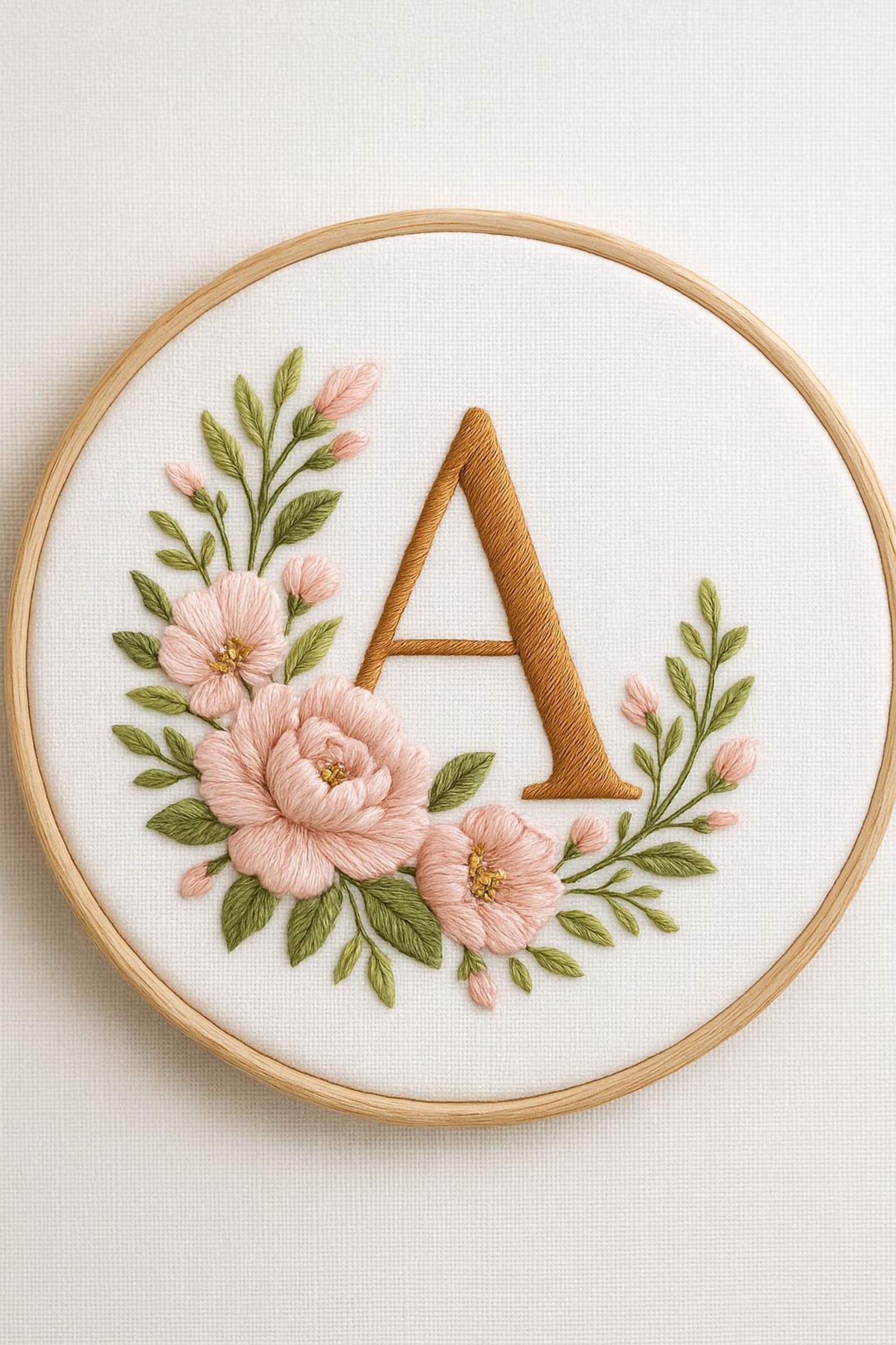Letter A Floral Hand Embroidery Pattern PDF | Botanical Alphabet Hoop ...