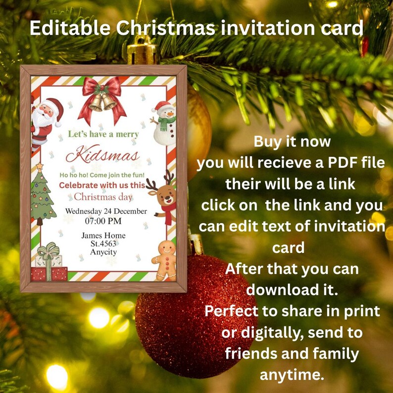 Editable Kids Christmas Invitation | Canva Template | Kidsmas Christmas ...
