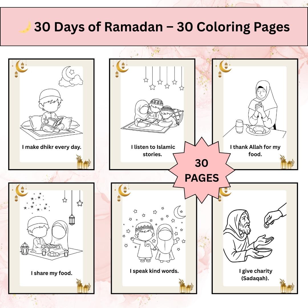 Ramadan Coloring Pages for Kids – 30 Islamic Activities (A4/US Letter ...