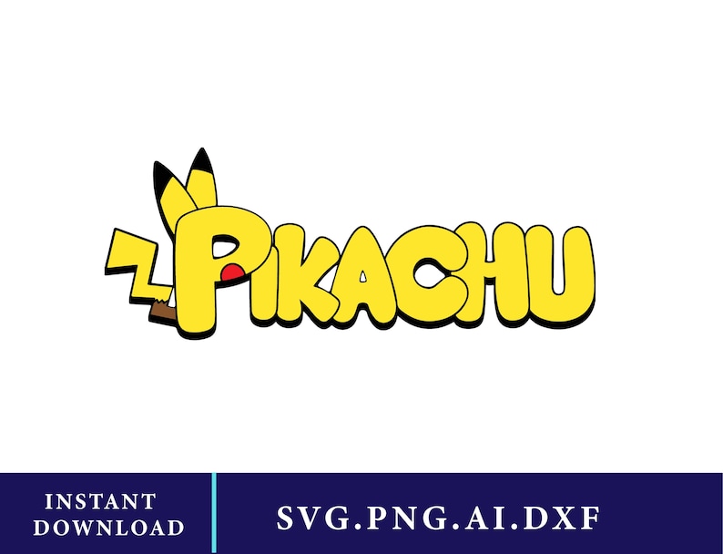 Pikachu Text SVG Cartoon Clipart, Cricut Cut File Instant Download ...
