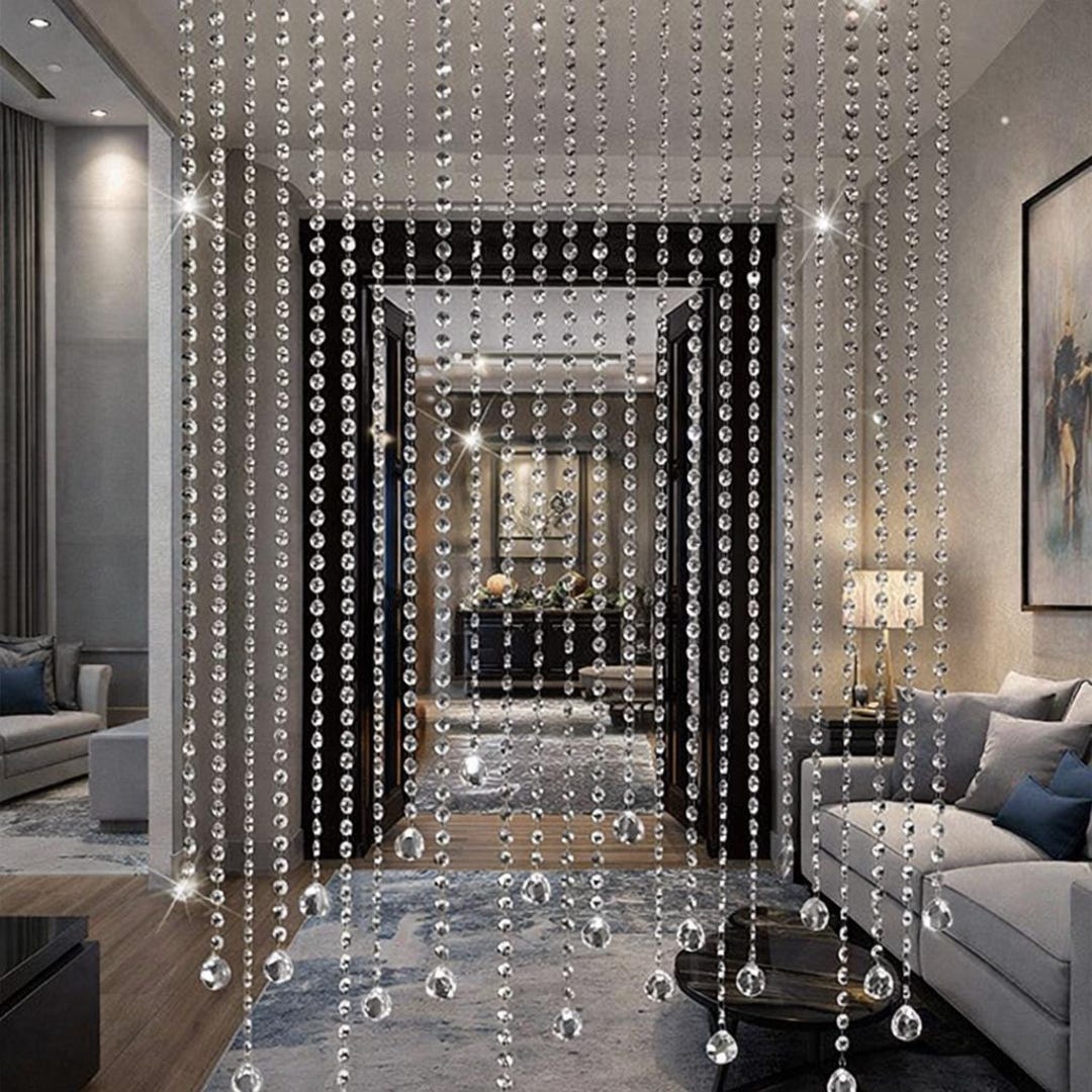 String Curtain Crystal Beaded | Clear Acrylic Beads Hanging | Pack of 8 ...