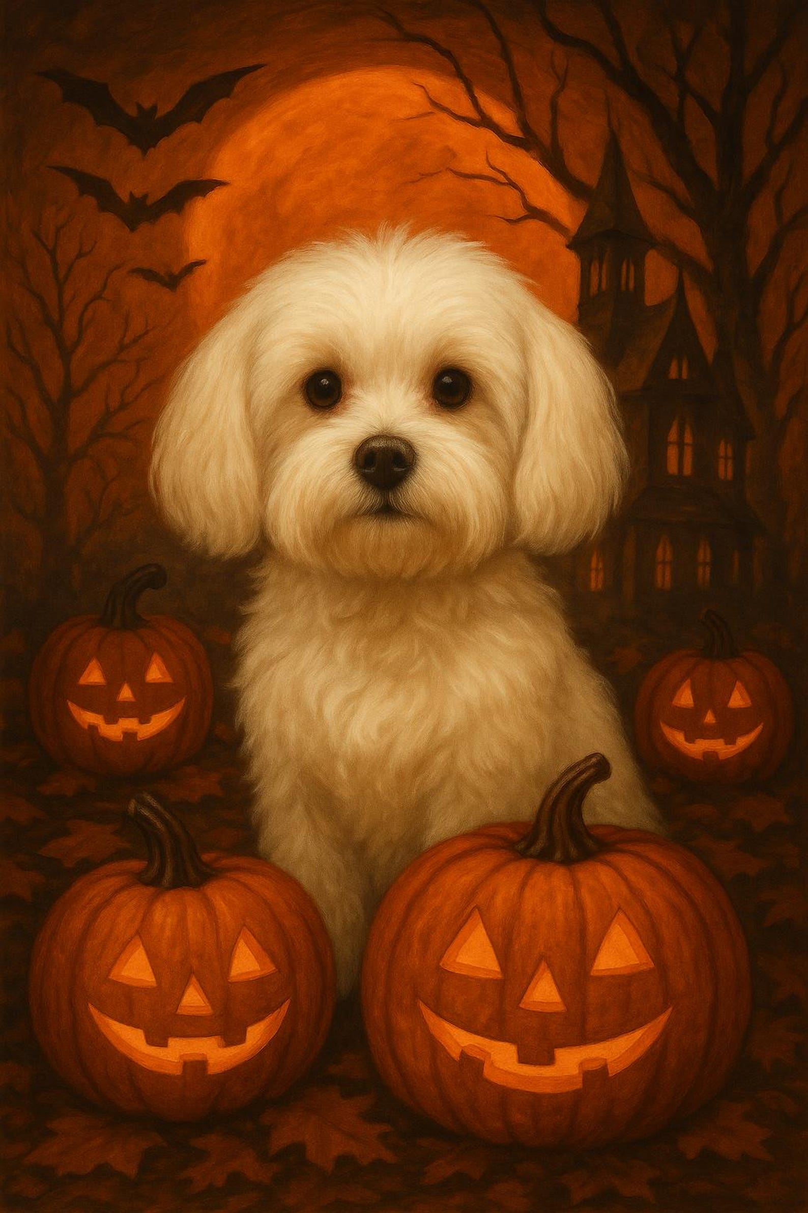 Custom Halloween Pet Portrait: Spooky Autumn Wall Art (digital Download ...