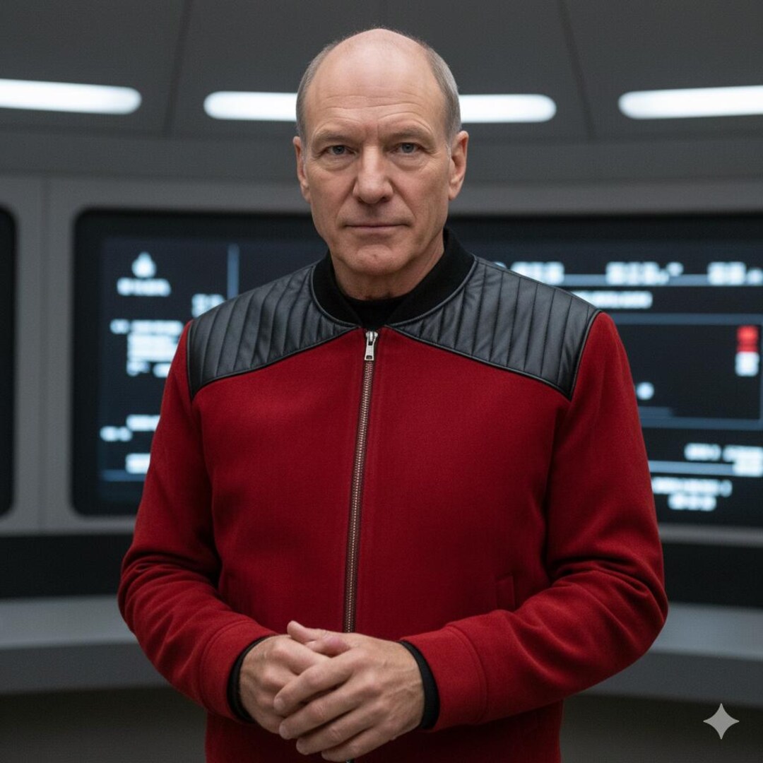 Red Suede Leather Star Trek Jacket | Captain Picard Inspired Uniform ...