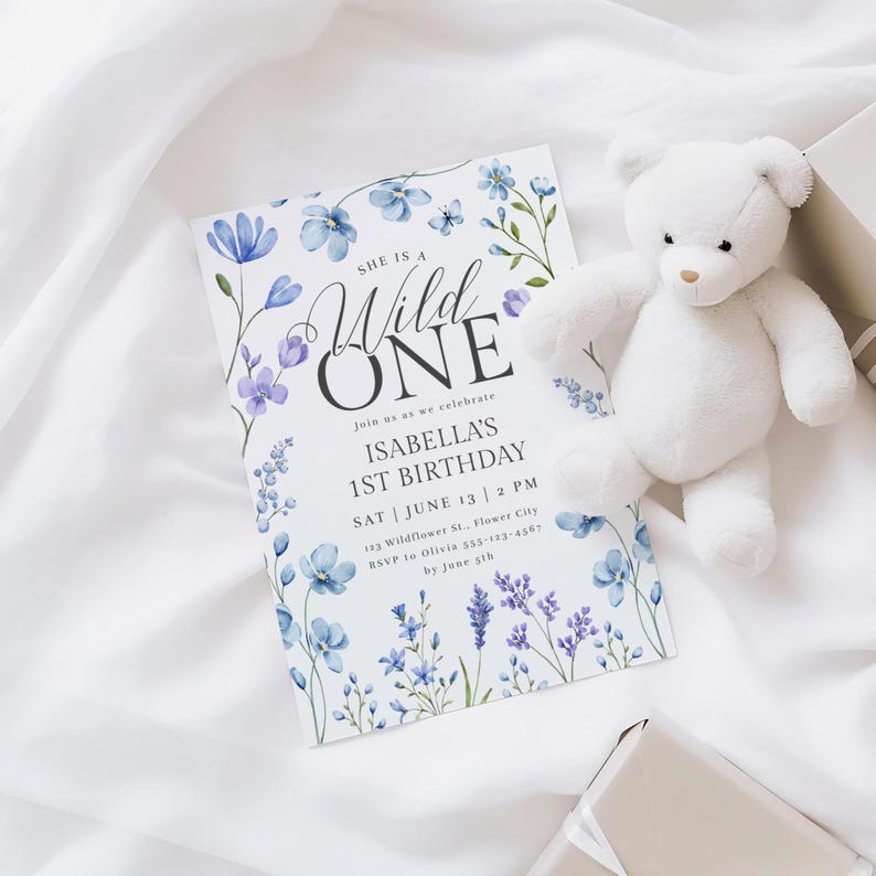 Wild One Birthday Invitation Template 1st Birthday Invite Watercolor ...